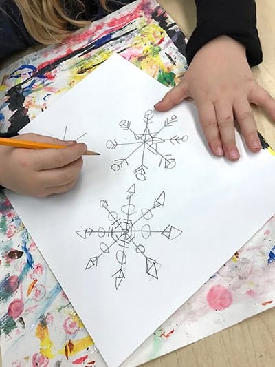 Snowflake Art Lesson for Kindergarten – Winter Elementary Project