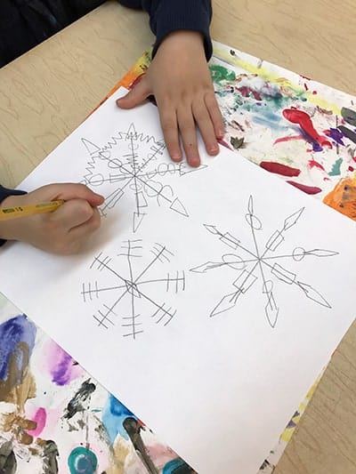 Snowflake Art Lesson for Kindergarten – Winter Elementary Project