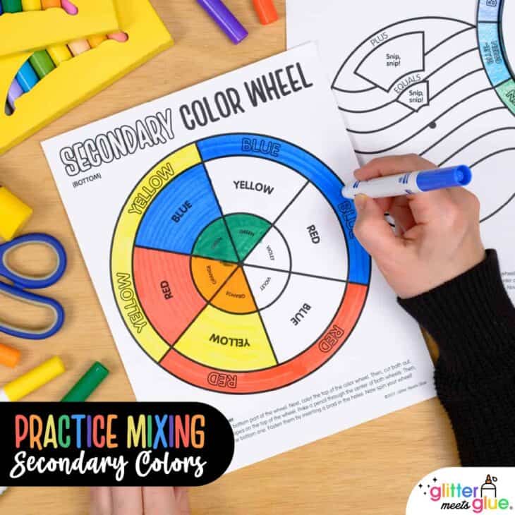 Color Wheel Spinner Worksheets – Elementary & Middle School Art Activities
