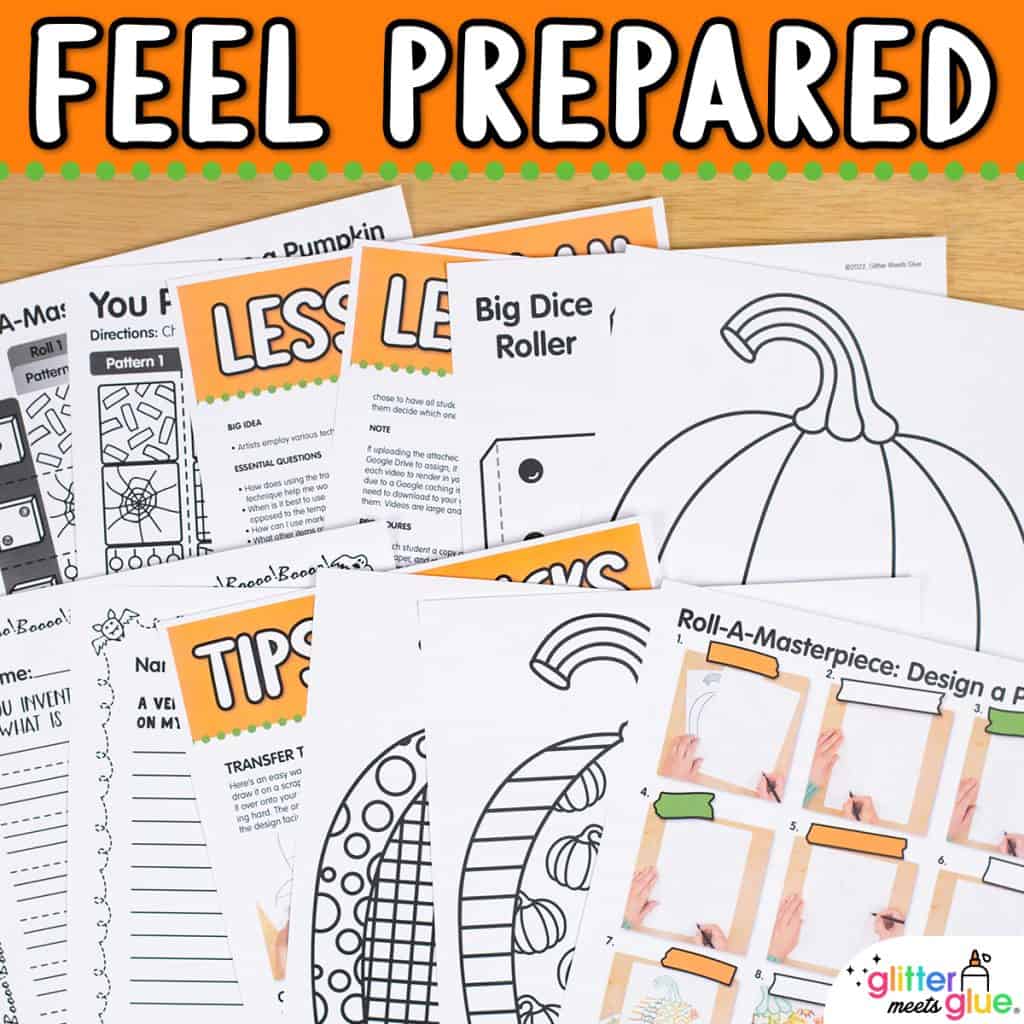 Halloween Pumpkin Art Project – Roll a Pumpkin Game, Sub Lesson