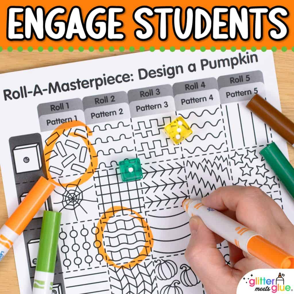 Halloween Pumpkin Art Project – Roll a Pumpkin Game, Sub Lesson