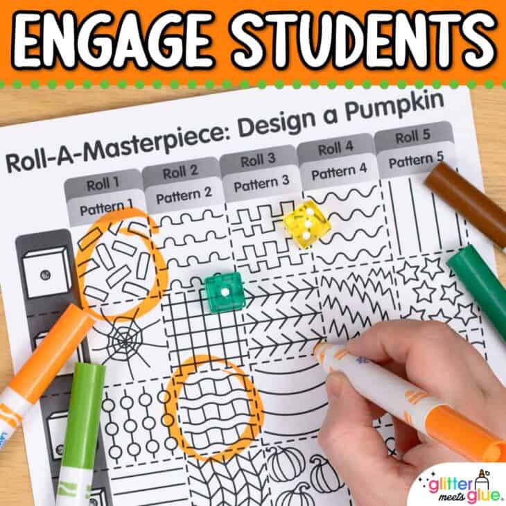 Halloween Pumpkin Art Project – Roll a Pumpkin Game, Sub Lesson
