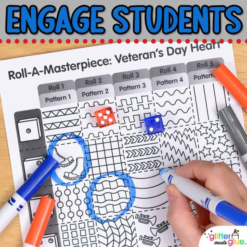 Veterans Day Heart Art Game – Art Project, Template, Writing Prompt