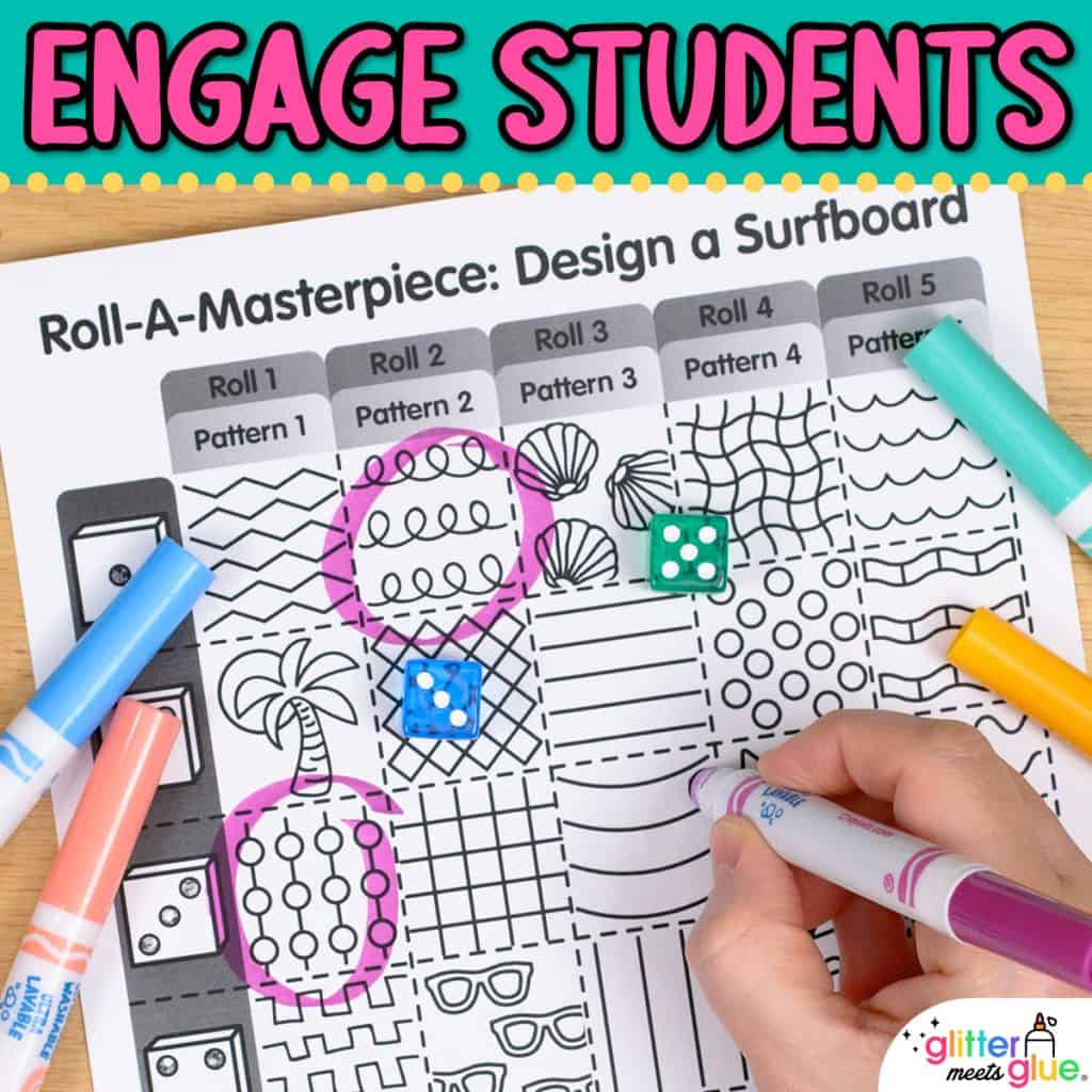 Surfboard Drawing Art Game – Summer Art Project & Sub Lessons