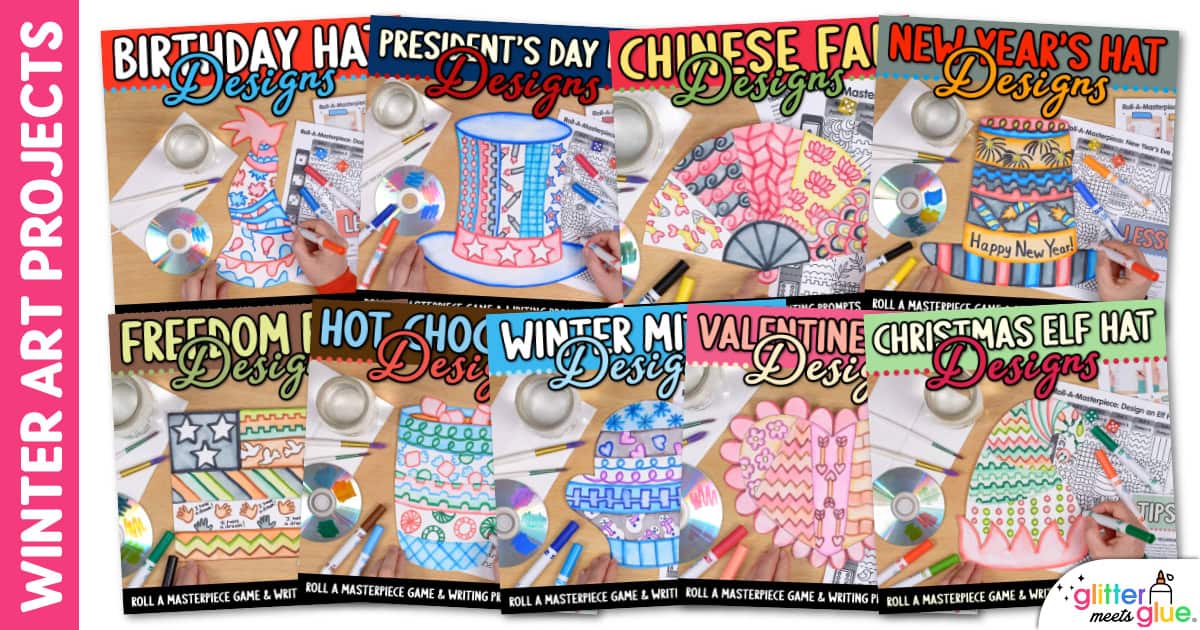 Winter Activities Art Project Bundle – 9 Winter Roll a Dice Art Projects