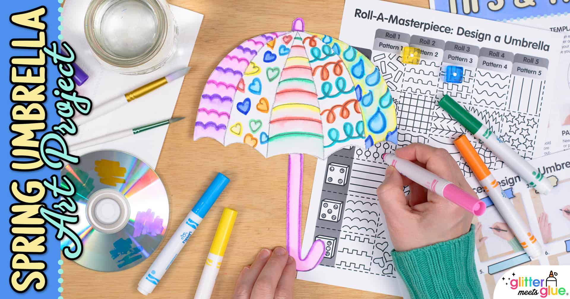 Spring Umbrella Art Project – Elementary Art Sub Plan, and Template