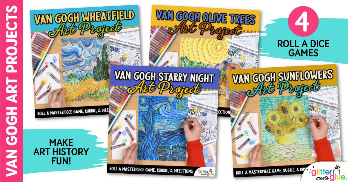 Van Gogh Art Game Bundle – 4 Oil Pastel Projects for Elementary Art
