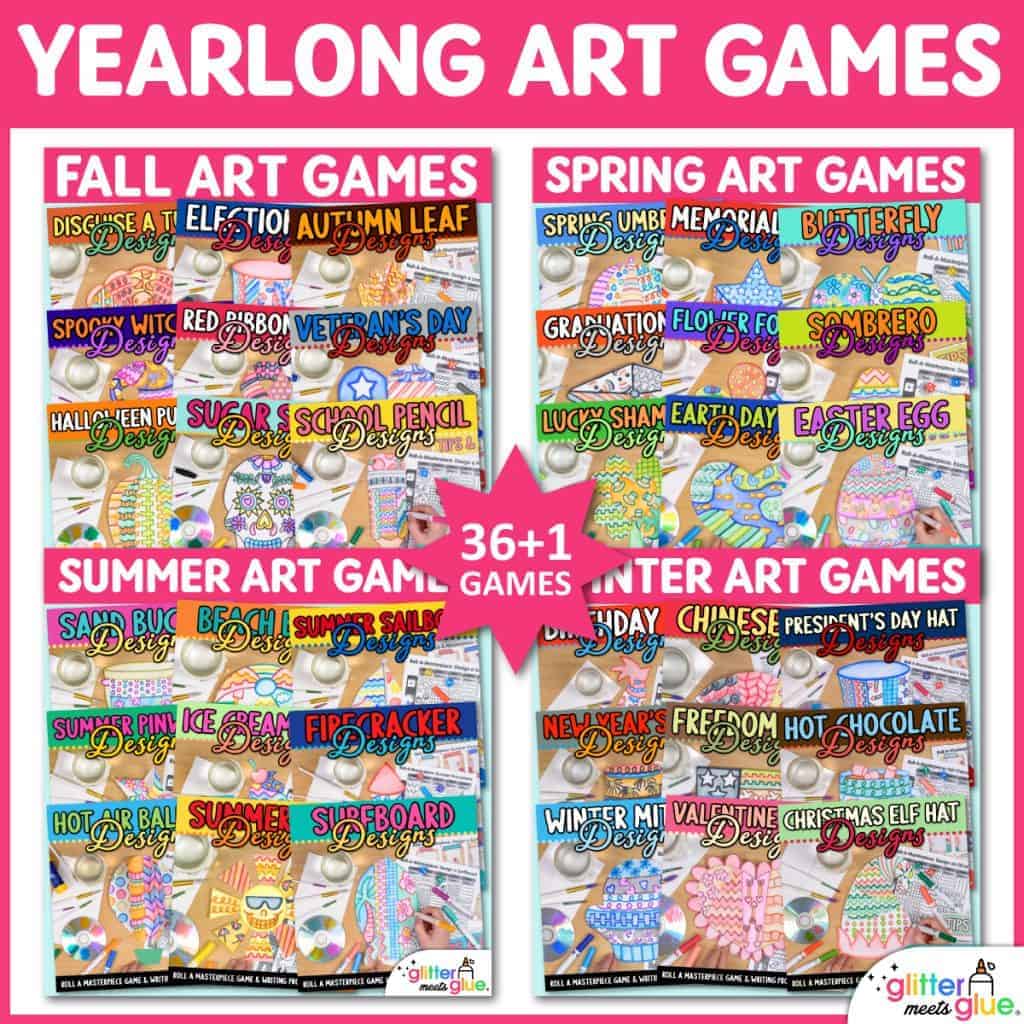 Yearlong Roll A Dice Games Bundle – 37 Art Projects & Prompts
