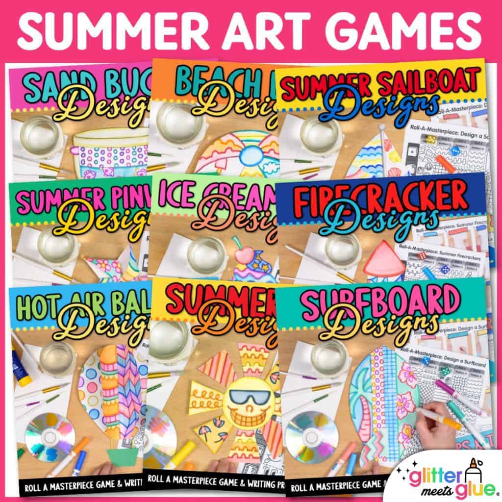 Summer Activities Art Project Bundle – Roll a Dice Games & Prompts