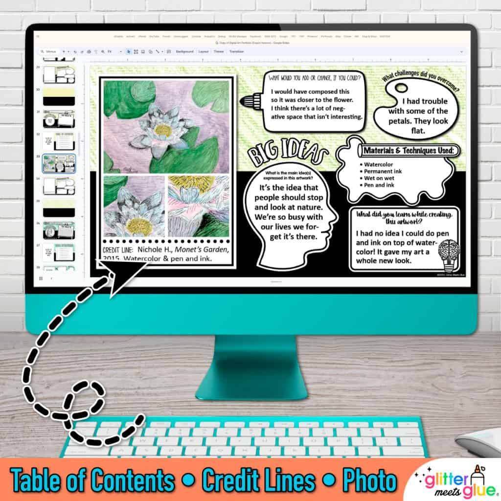 Digital Art Portfolio Templates for Google Drive (Crayon Effect)