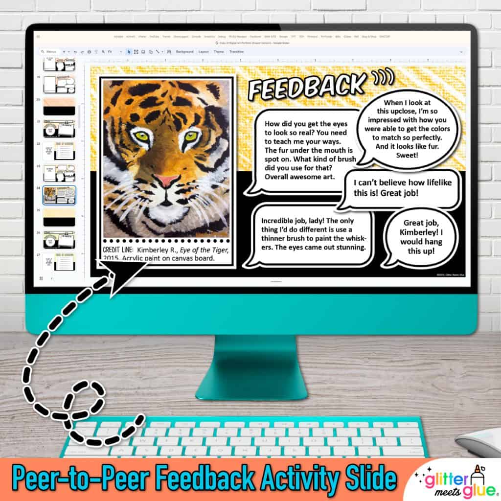 Digital Art Portfolio Templates for Google Drive (Crayon Effect)