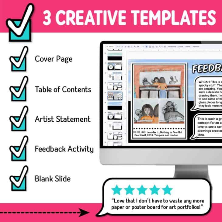 Art Portfolio Template Bundle – 3 Art Self-Assessment Templates