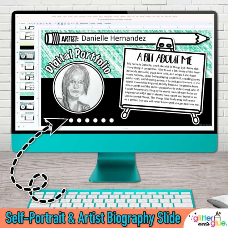 Digital Art Portfolio Templates for Google Drive (Crayon Effect)