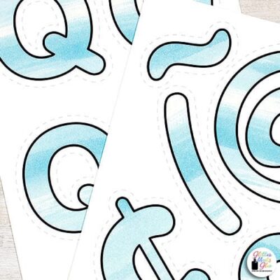 Teal Watercolor Bulletin Board Letters – Printable Classroom Decor