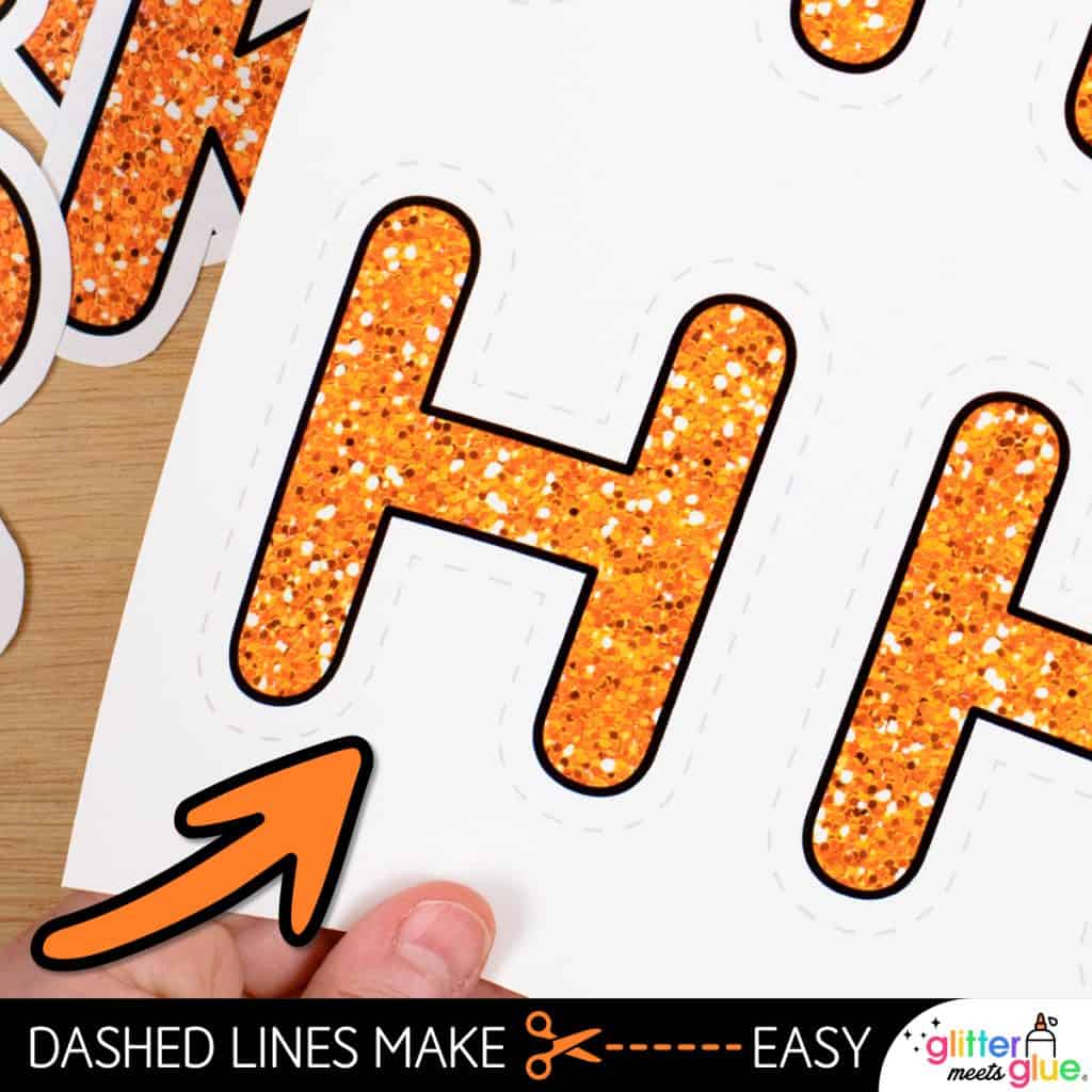 Orange Glitter Bulletin Board Letters – Printable Classroom Decor