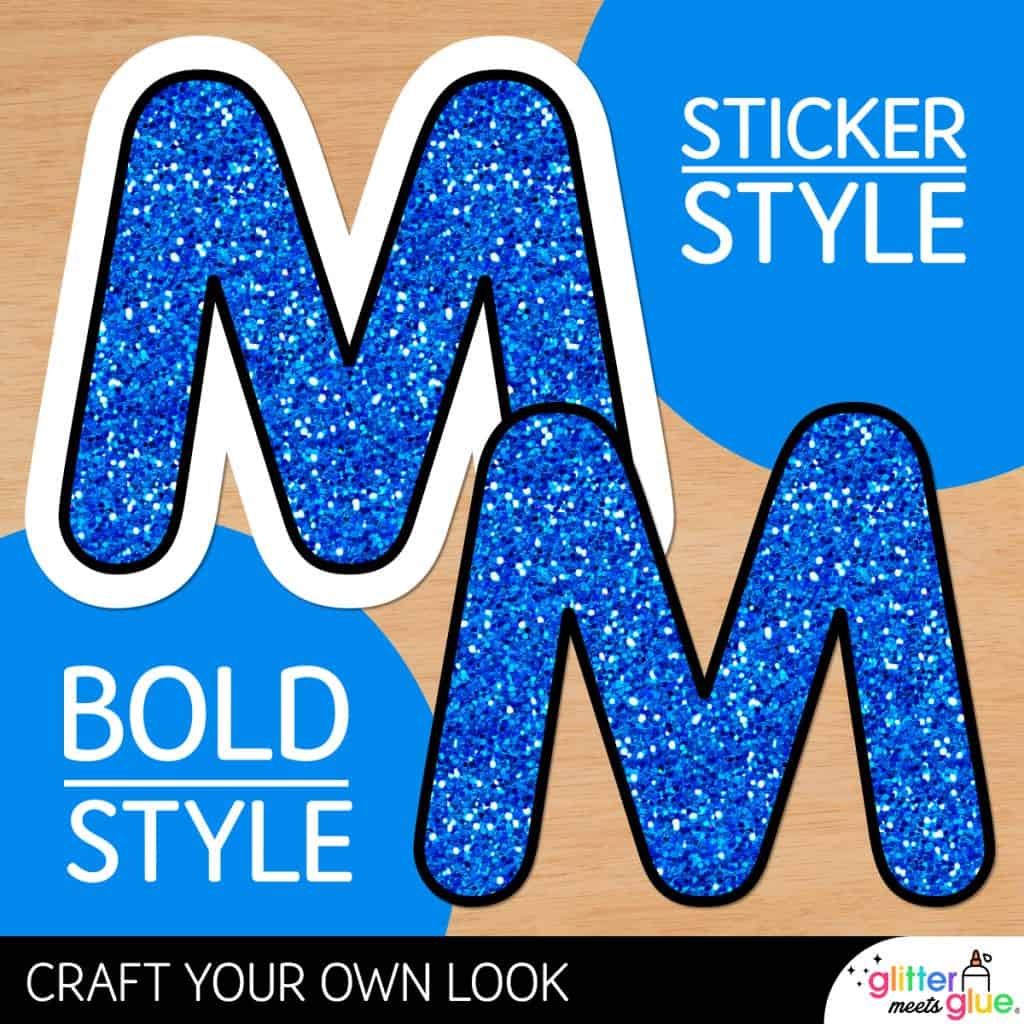 Blue Glitter Bulletin Board Letters – Printable Classroom Decor