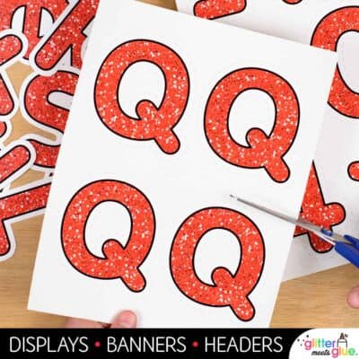 Red Glitter Bulletin Board Letters – Printable Classroom Decor