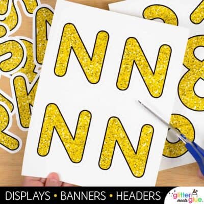 Yellow Glitter Bulletin Board Letters – Printable Classroom Decor