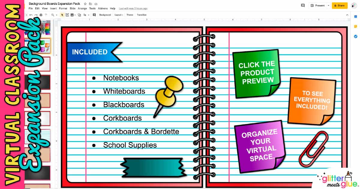 Virtual Classroom Bulletin Board Templates & Background Slides