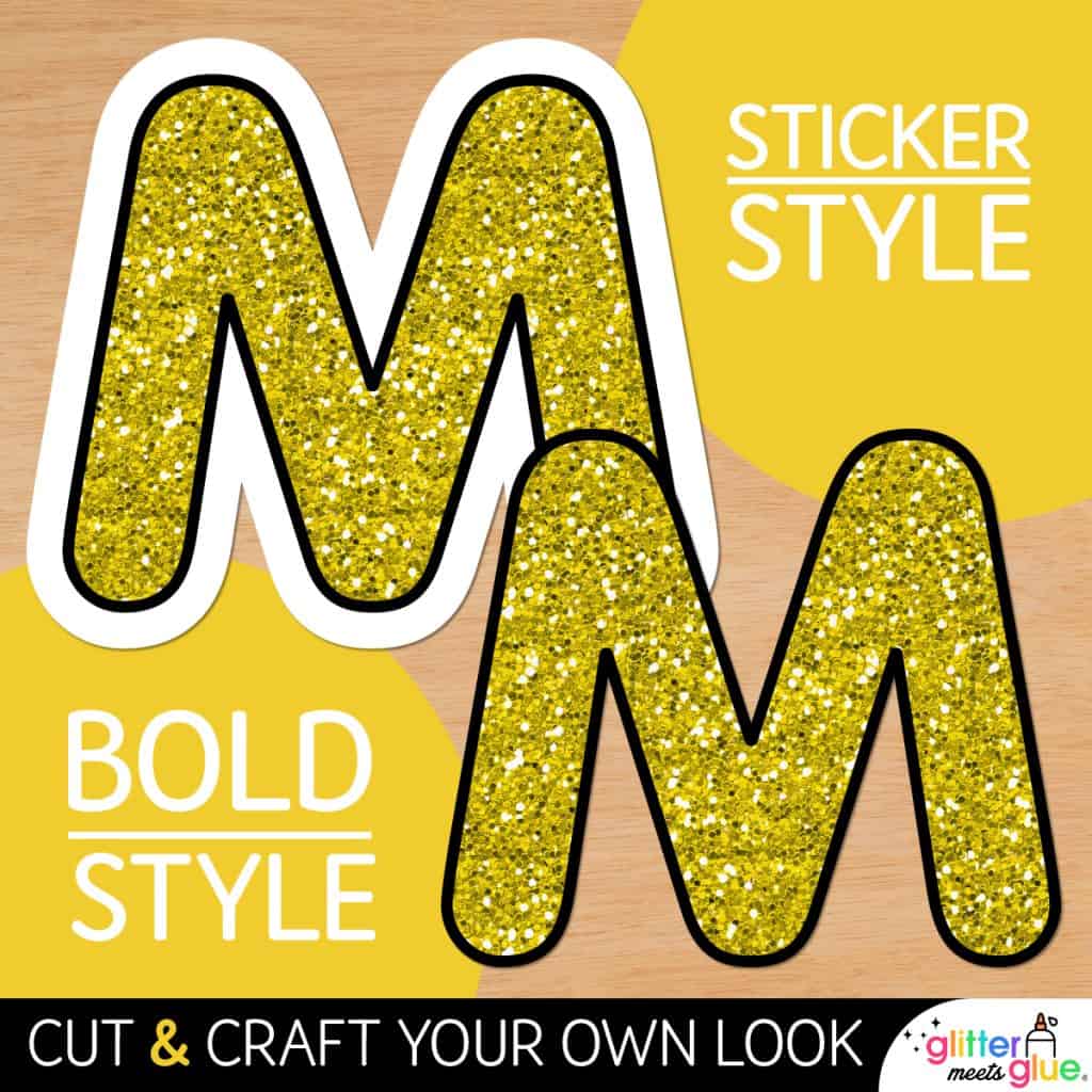 Yellow Glitter Bulletin Board Letters – Printable Classroom Decor