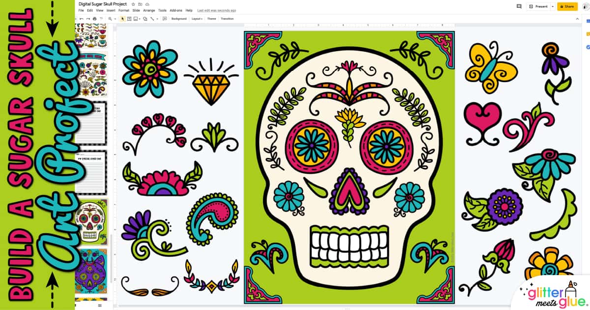 Digital Sugar Skull Art Project – Digital Art Lessons on Google Slides