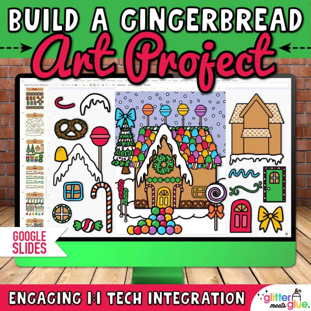 Digital Gingerbread House Art Project – Christmas Activity on Slides