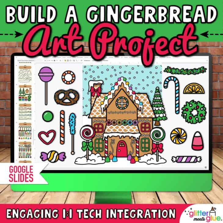 Digital Gingerbread House Art Project – Christmas Activity on Slides