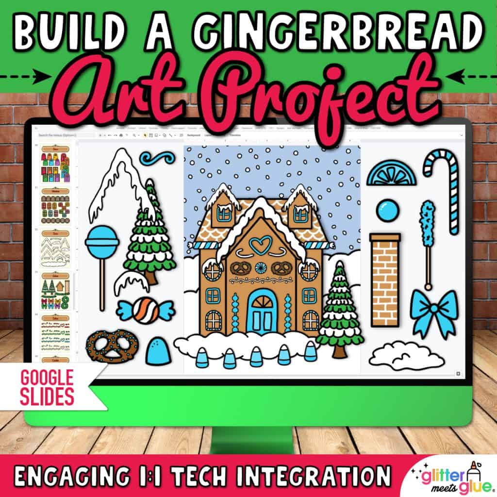 Digital Gingerbread House Art Project – Christmas Activity on Slides