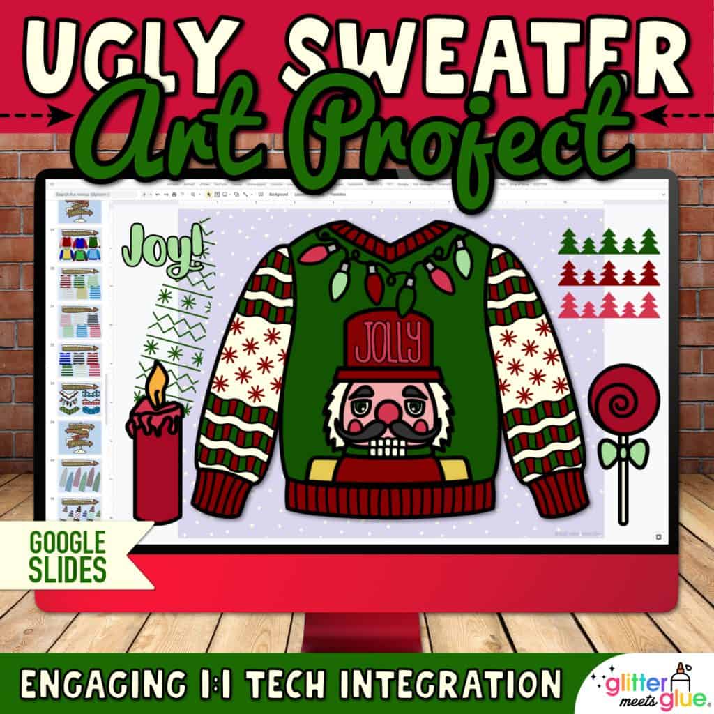 Digital Ugly Sweater Art Project – Christmas Activity on Slides