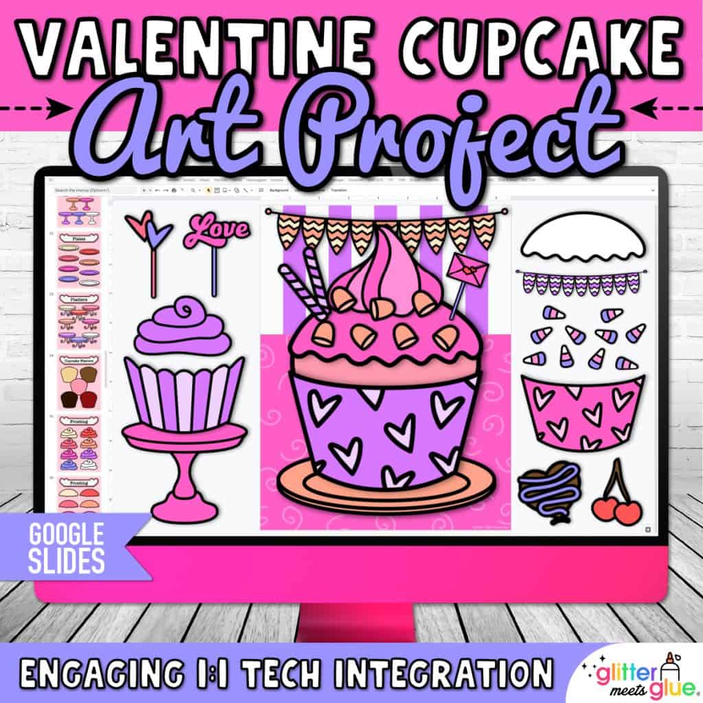 Digital Valentine Cupcake Art Project – Elementary Activity