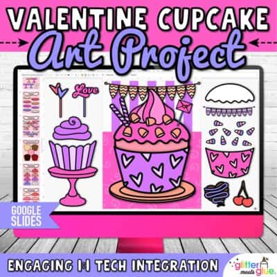 Digital Valentine Cupcake Art Project – Elementary Activity
