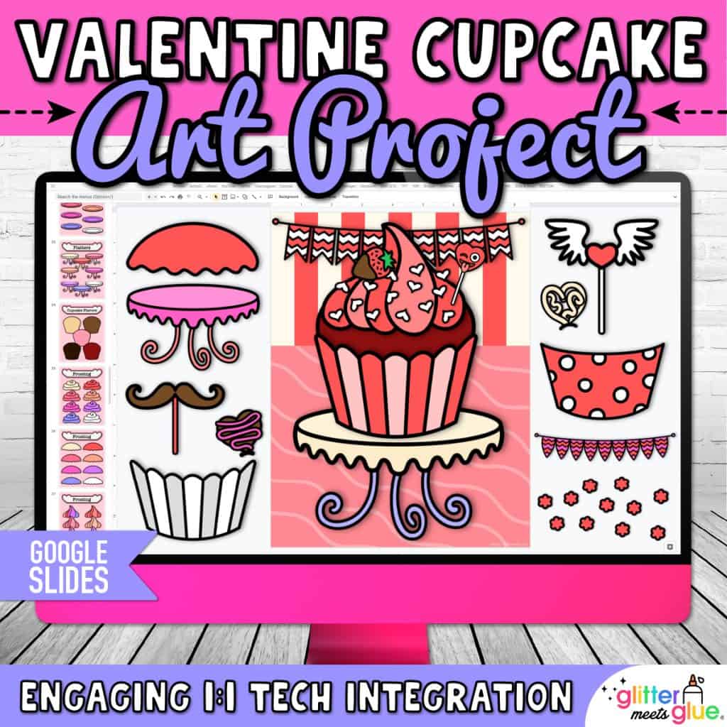 Digital Valentine Cupcake Art Project – Elementary Activity