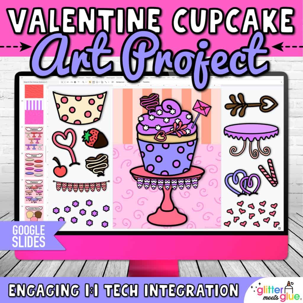 Digital Valentine Cupcake Art Project – Elementary Activity