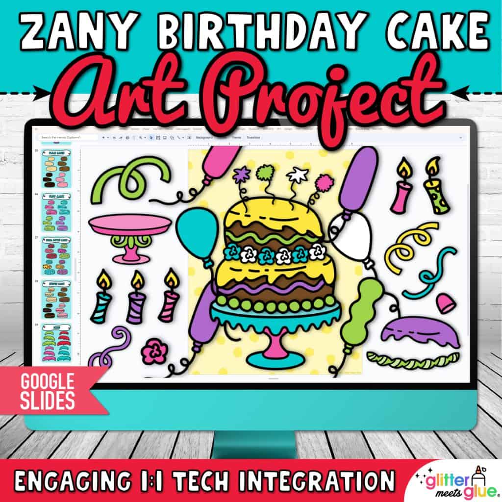 Digital Zany Birthday Cake Art Project for Read Across America