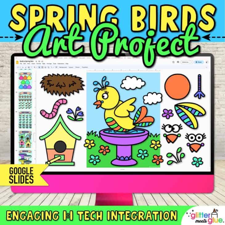 Digital Spring Bird Art Project – Elementary Craft on Google Slides