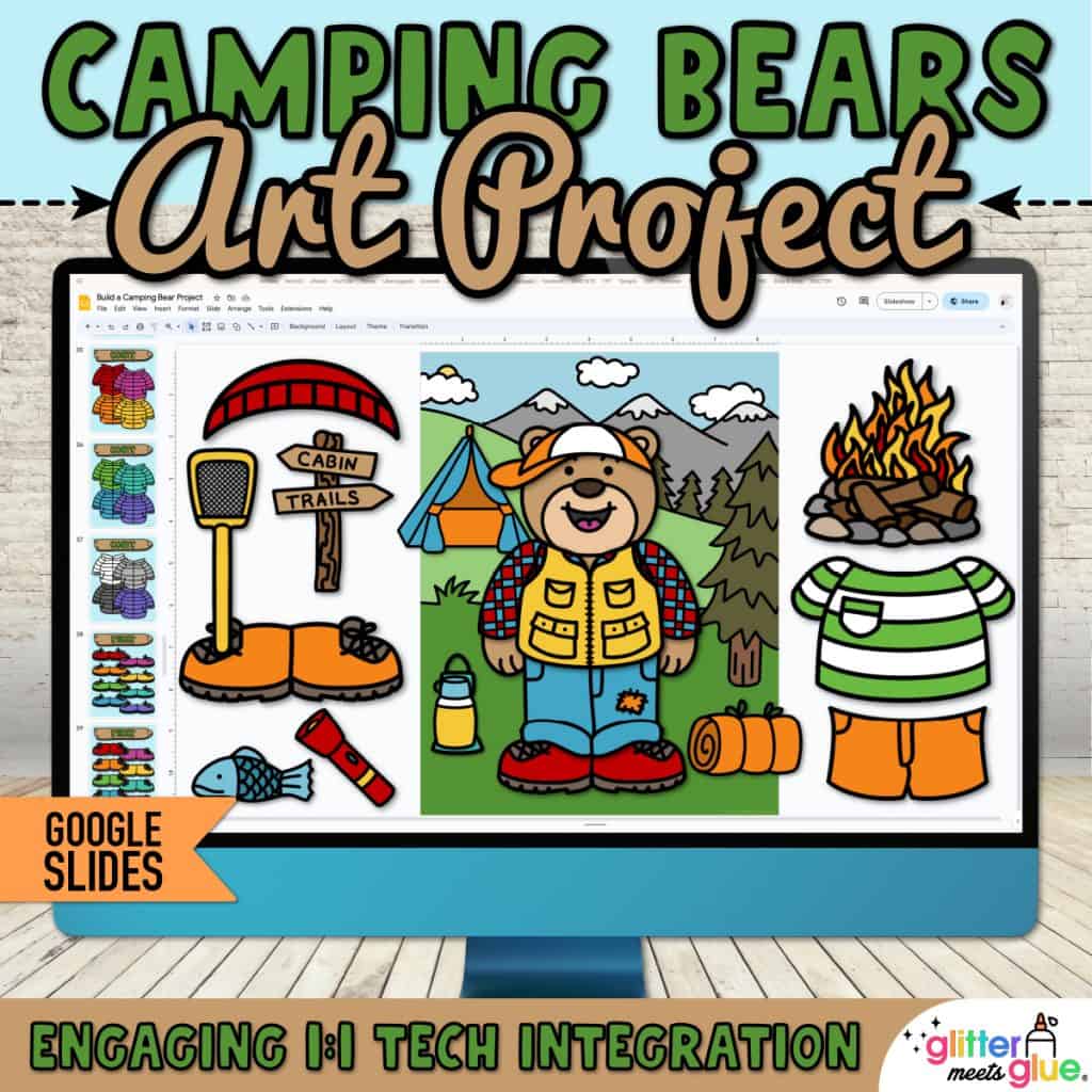 Digital Camping Bear Art Project – Elementary Digital Art Lesson