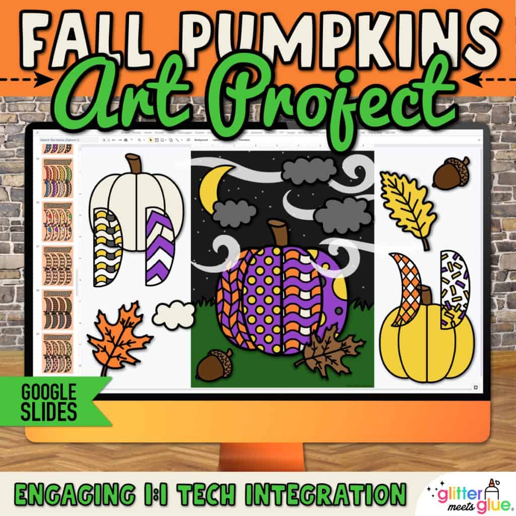 Digital Fall Pumpkin Art Project – Elementary Google Slides Activity