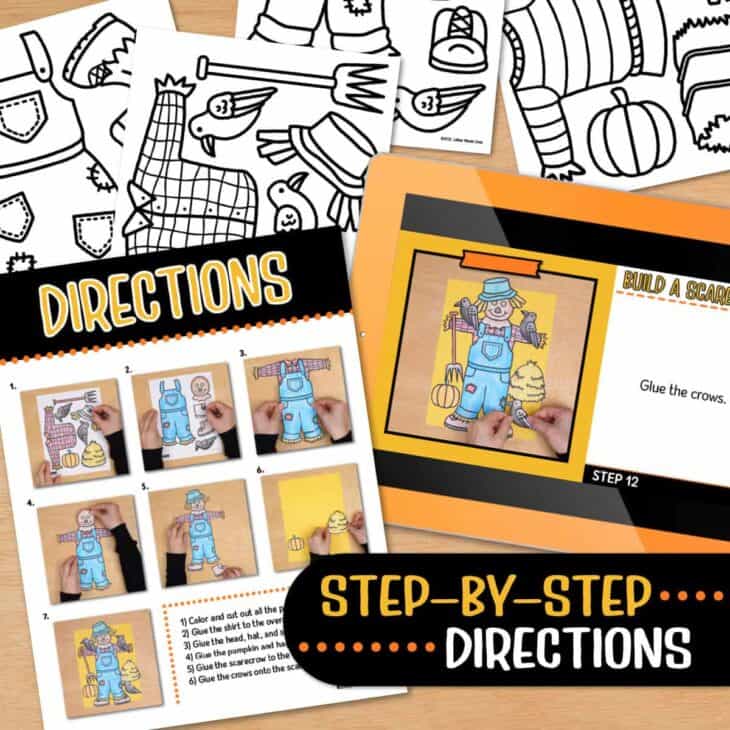 Scarecrow Coloring Craft – Fall Writing Prompts & Template