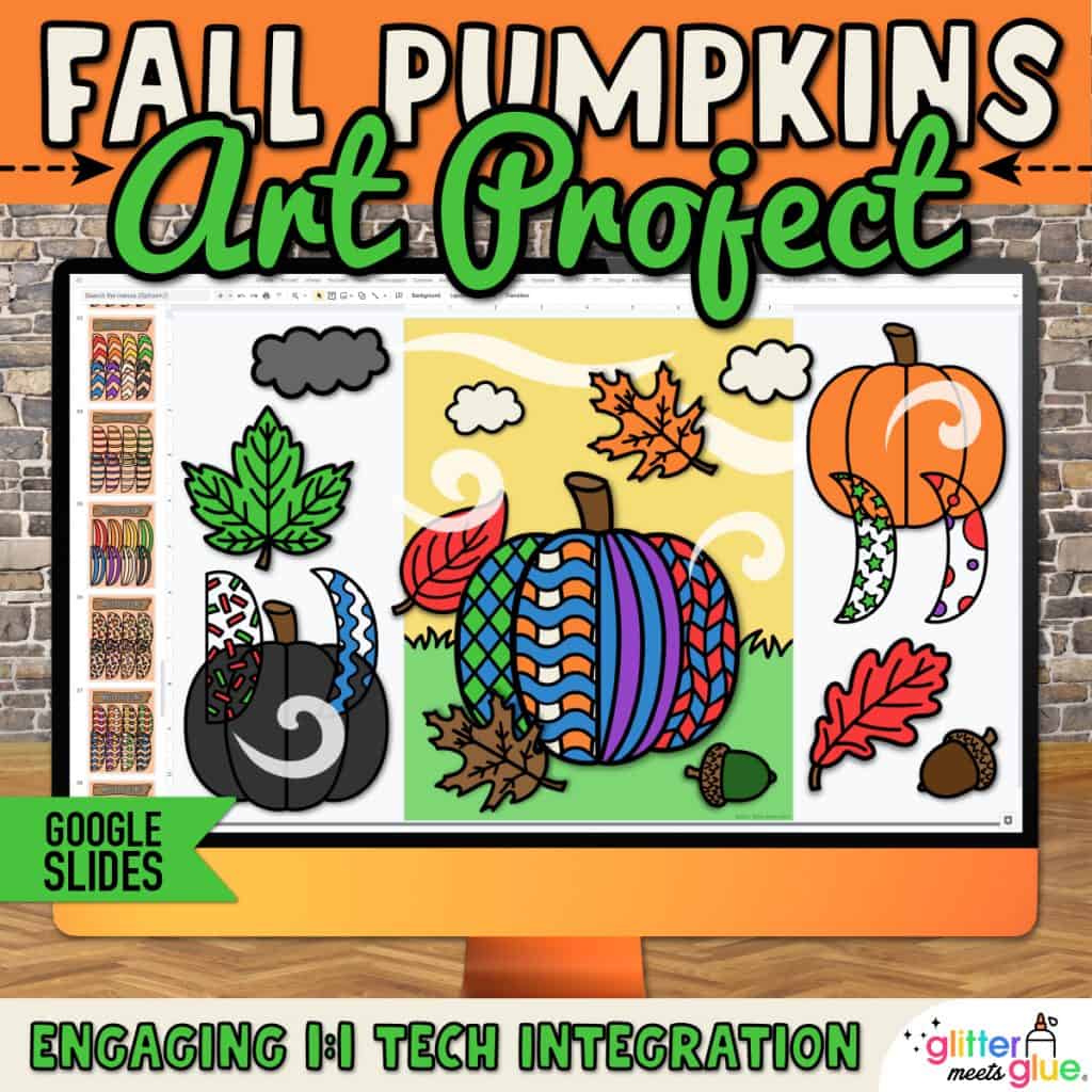 Digital Fall Pumpkin Art Project – Elementary Google Slides Activity