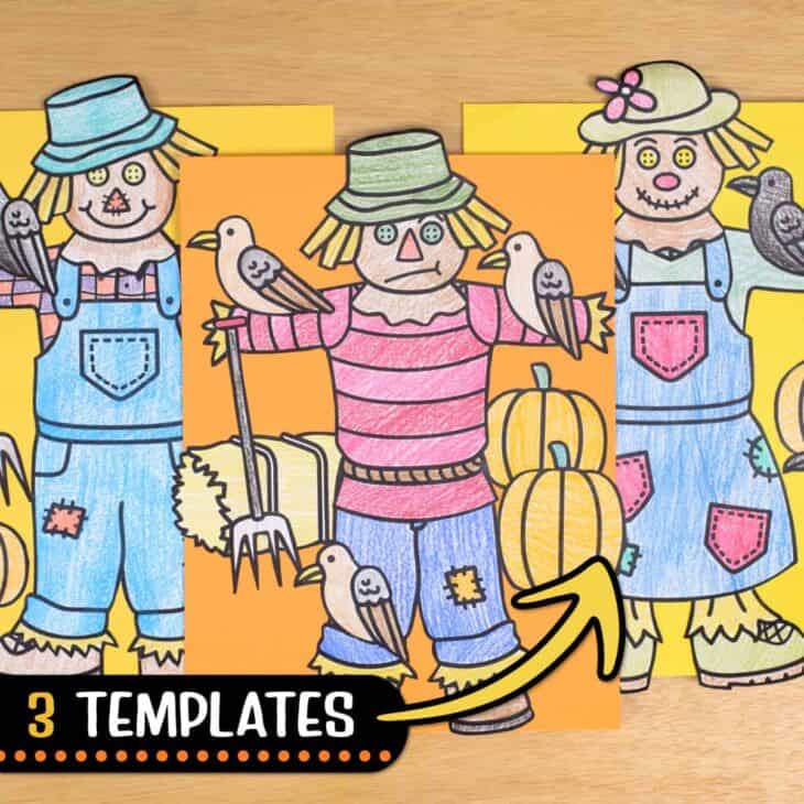 Scarecrow Coloring Craft – Fall Writing Prompts & Template