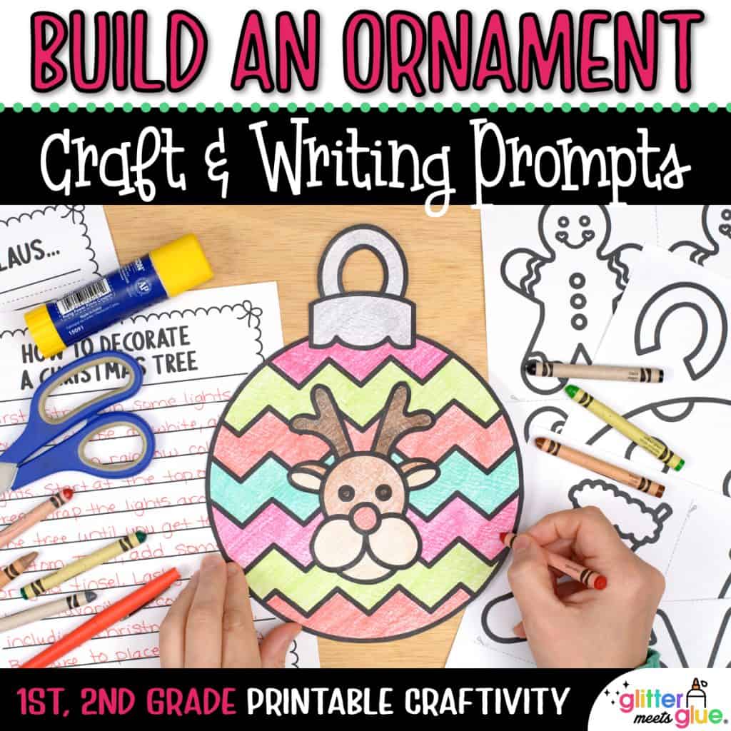 Christmas Ornament Coloring Craft – Writing Prompts & Template