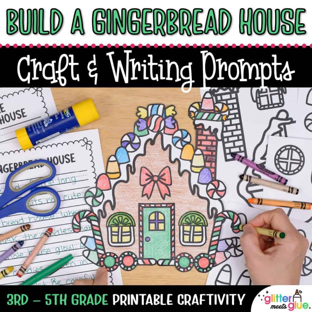 Gingerbread House Coloring Craft – Template & Writing Activity