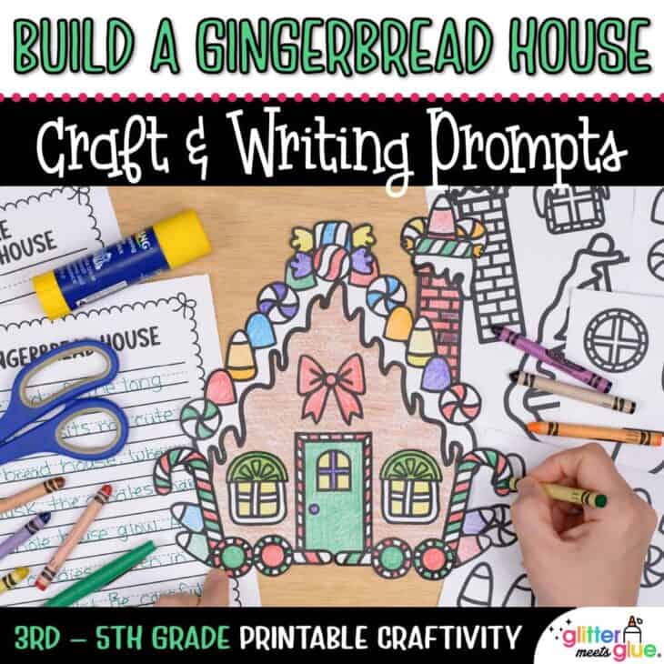 Gingerbread House Coloring Craft – Template & Writing Activity