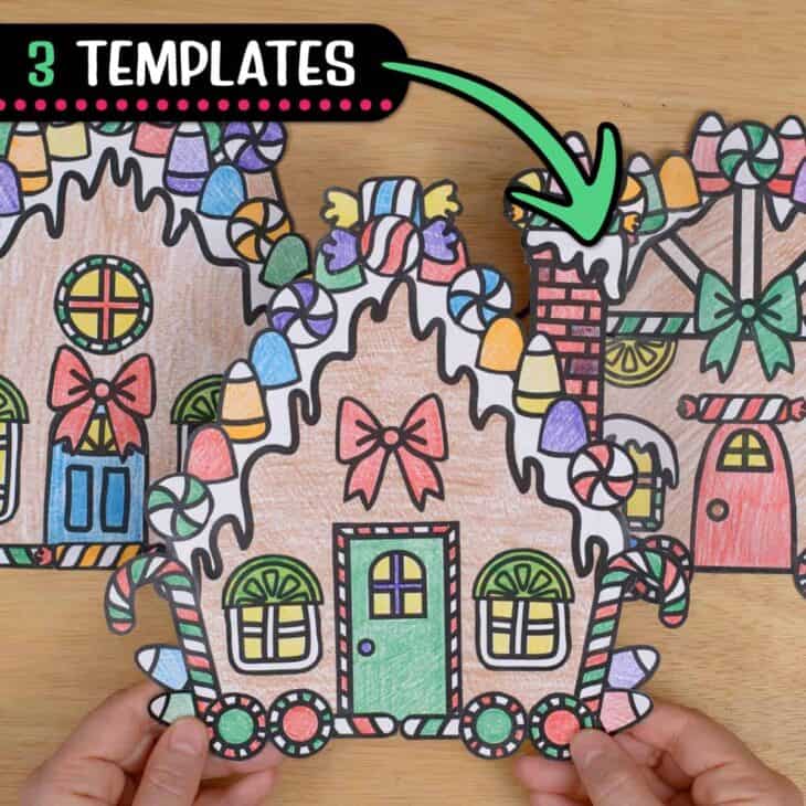 Gingerbread House Coloring Craft – Template & Writing Activity