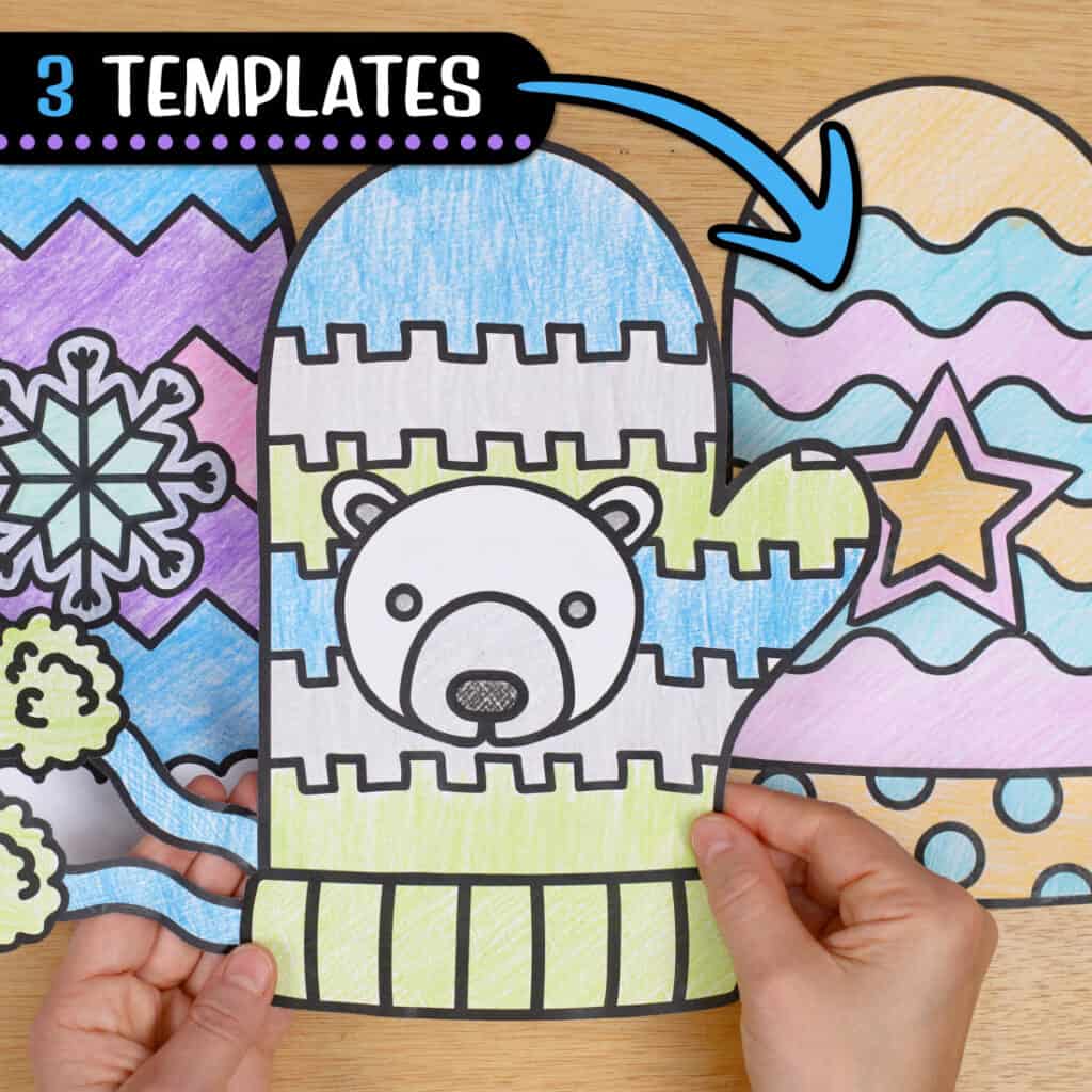 Mitten Coloring Craft – 1st Grade After Winter Break Activities