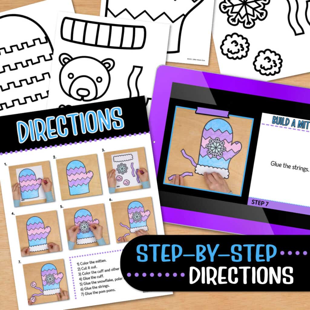 Mitten Coloring Craft – 1st Grade After Winter Break Activities