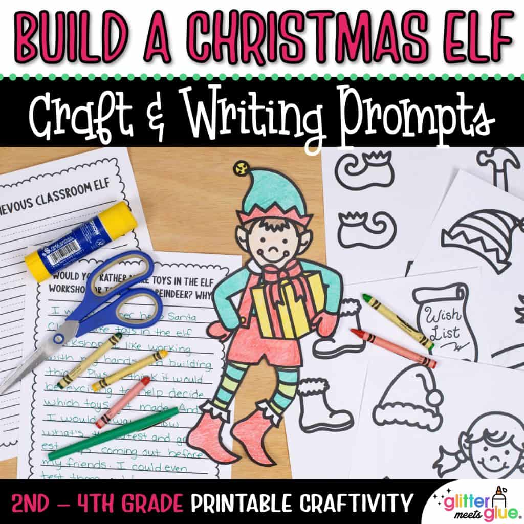 Christmas Elf Coloring Craft – Writing Activity & Paper Template