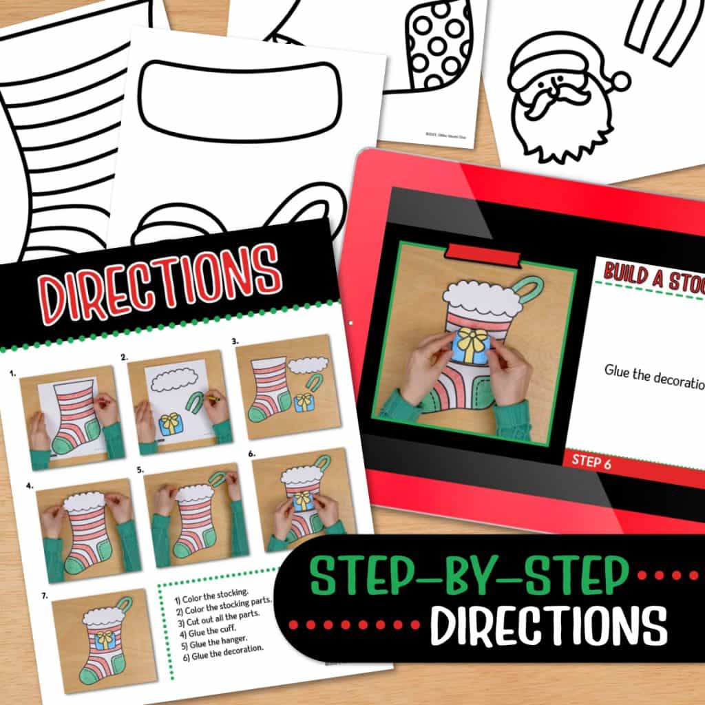 Christmas Stocking Coloring Craft – Christmas Writing Activities