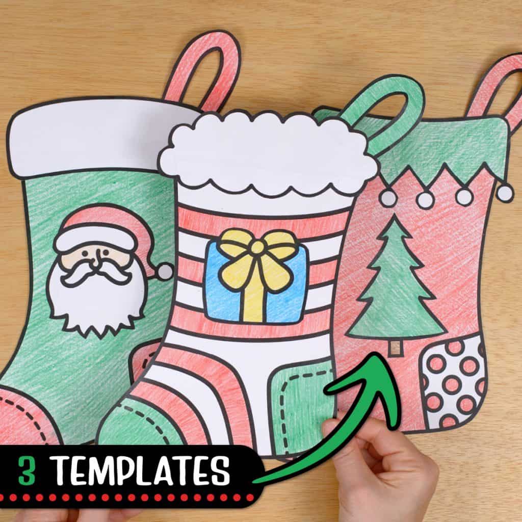 Christmas Stocking Coloring Craft – Christmas Writing Activities