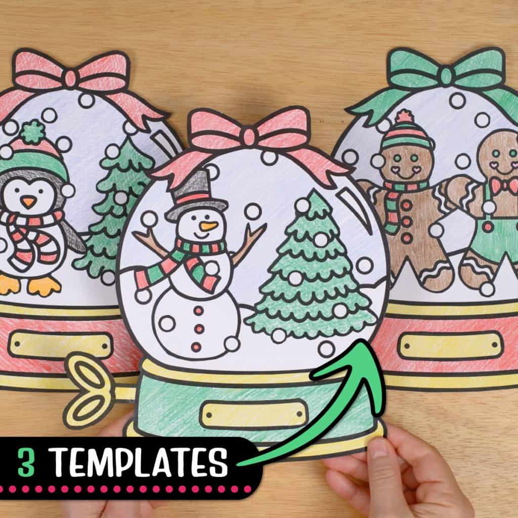 Snow Globe Coloring Craft – Winter Writing Prompts & Template